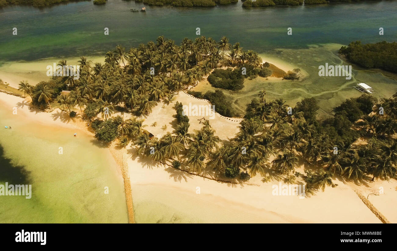 Aerial view of tropical beach on the island Siargao, Philippines ...