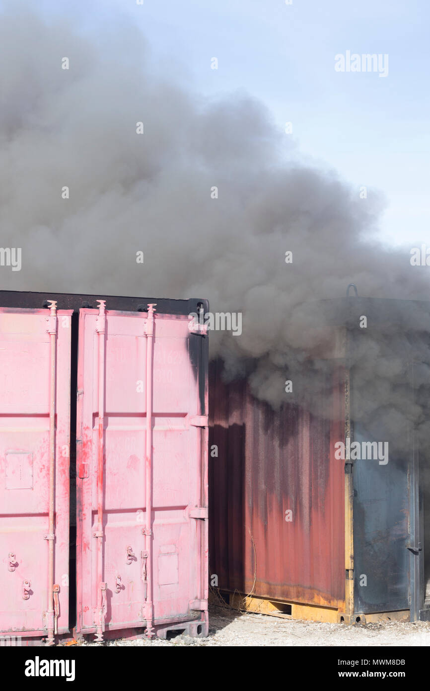 Fire station firefighter training equipment used by fireman to simulate ...