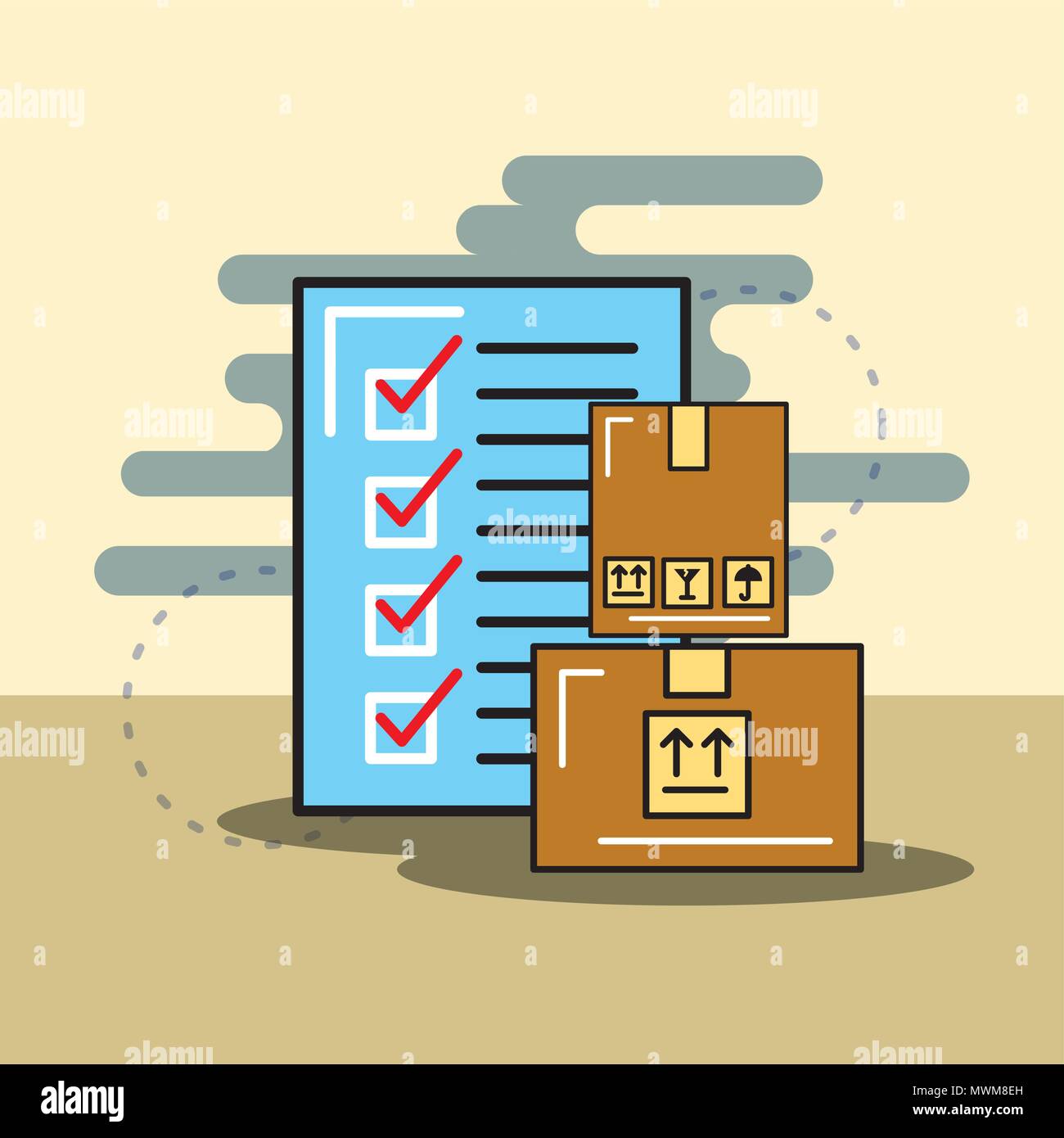cardboard boxes and checklist logistics and delivery vector ...