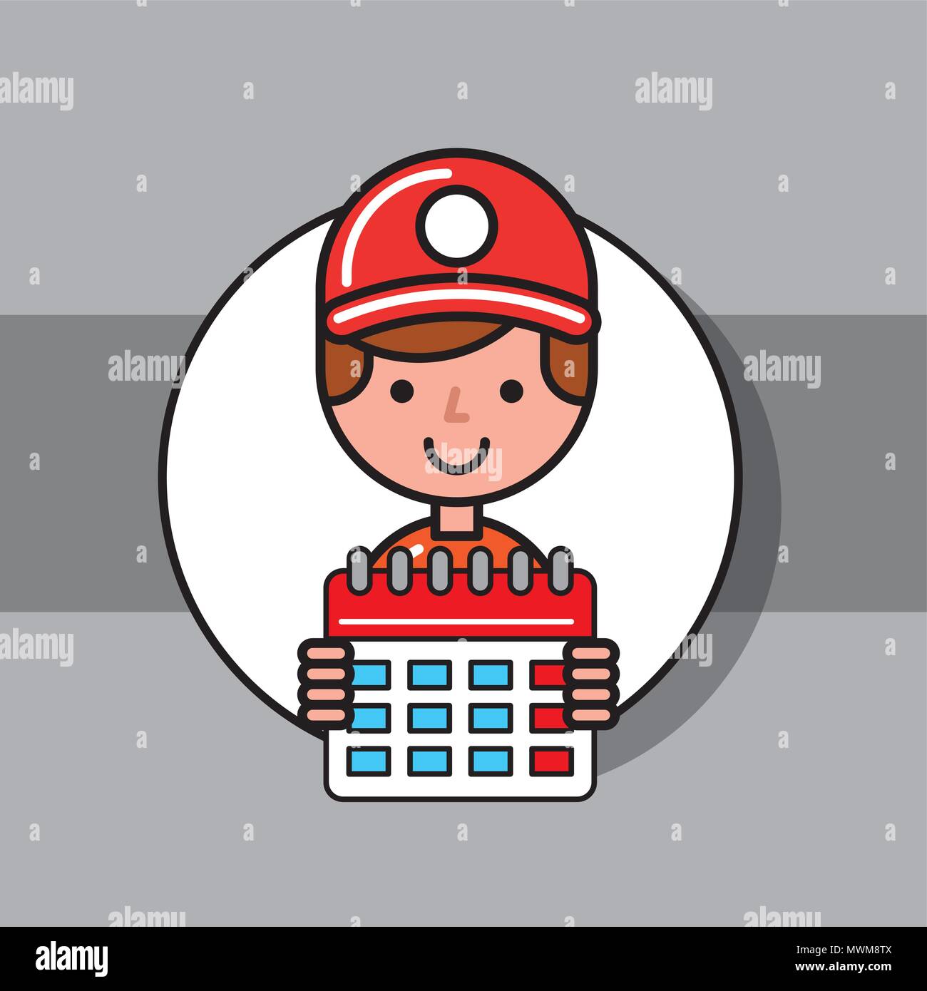 delivery man calendar plan reminder logistic service vector ...