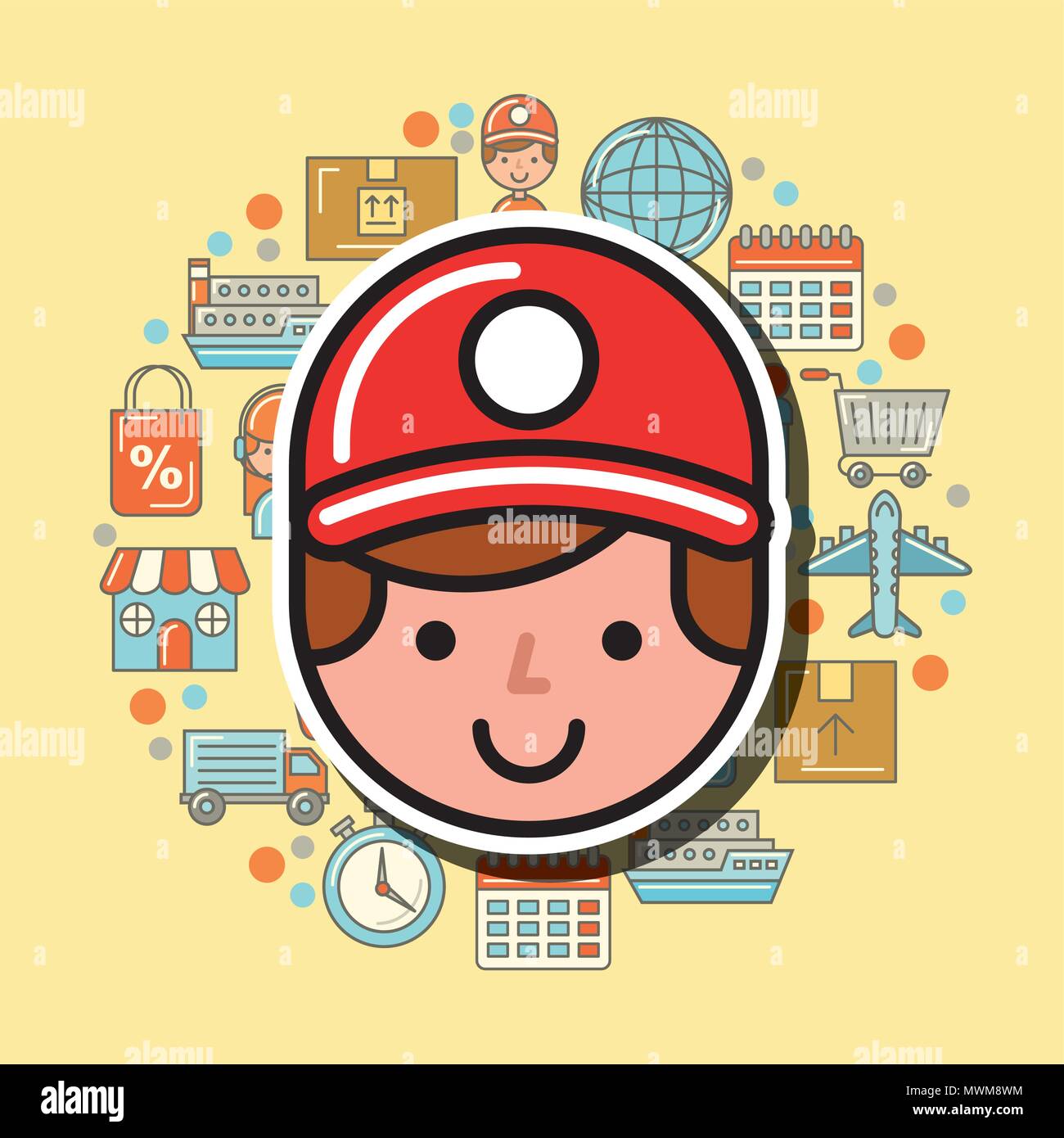 delivery man avatar logistic service vector illustration Stock Vector ...