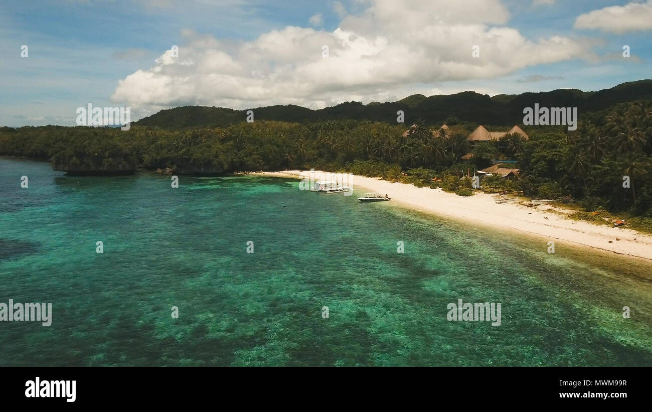 Aerial view of tropical beach on the island Bohol, Anda area ...