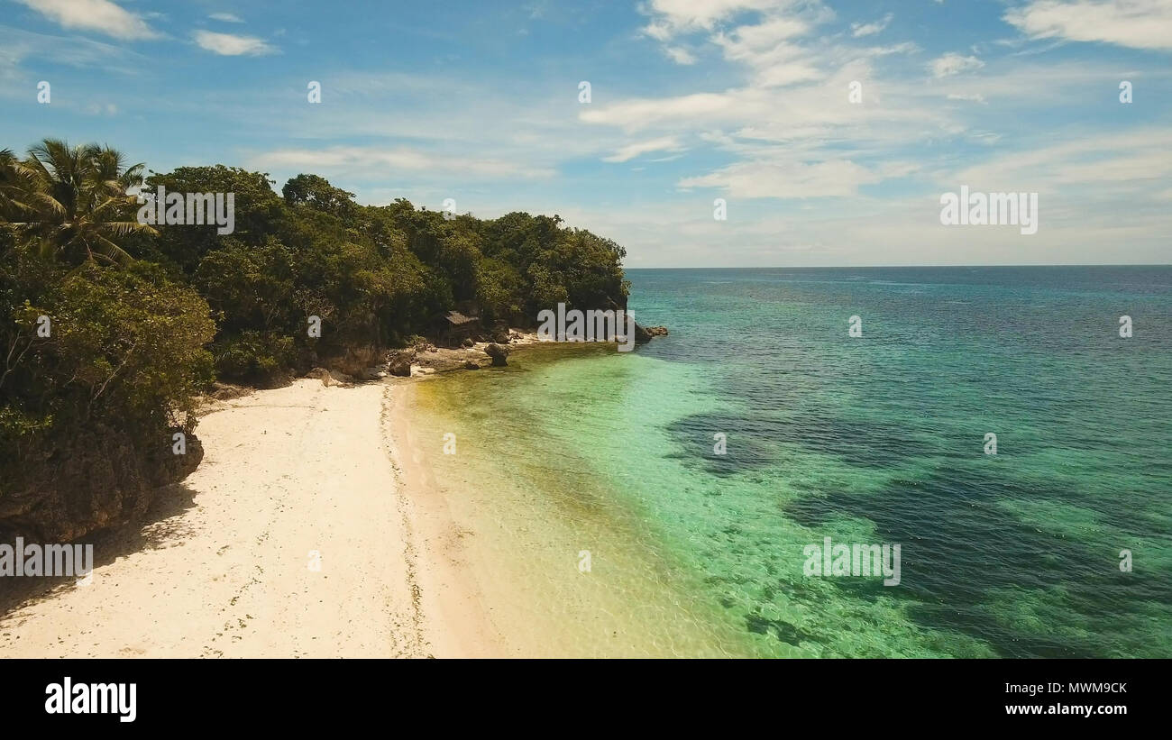 Aerial view of tropical beach on the island Bohol, Anda area ...
