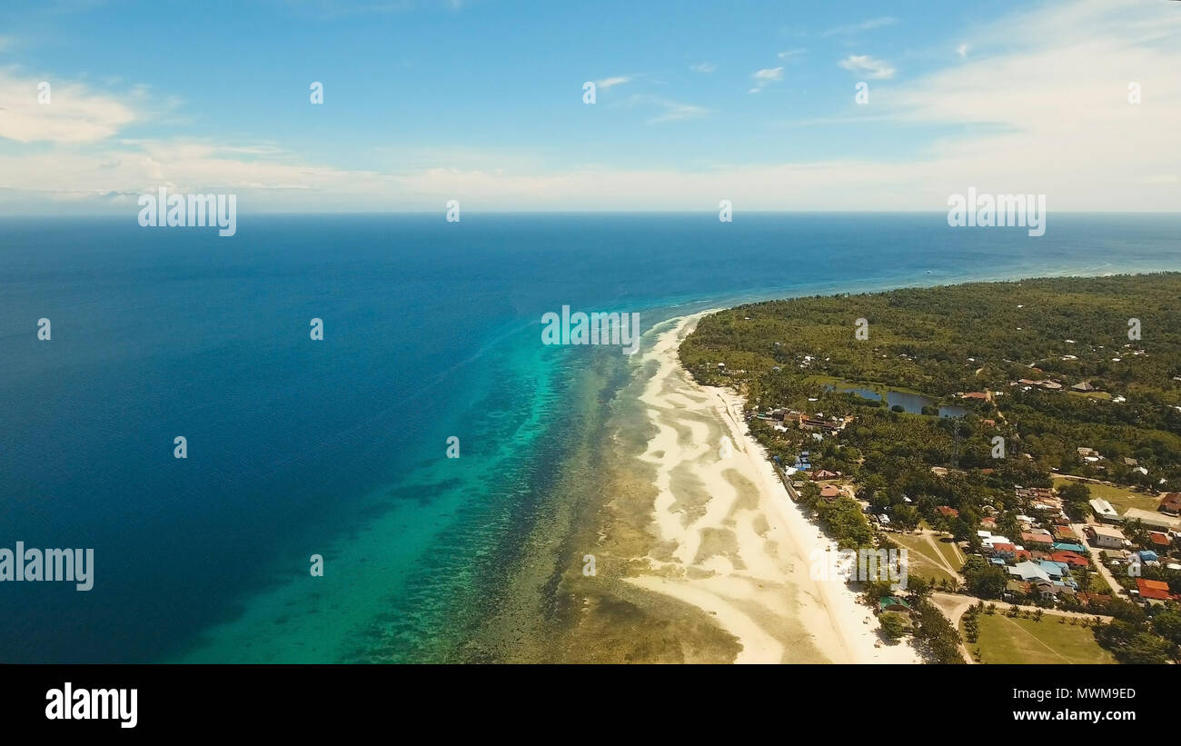 Aerial view of tropical beach on the island Bohol, Anda area ...