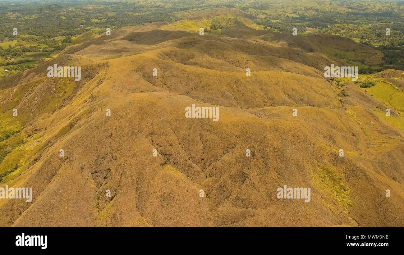 Aerial view Beautiful hilly mountains landscape. Big hills on a ...