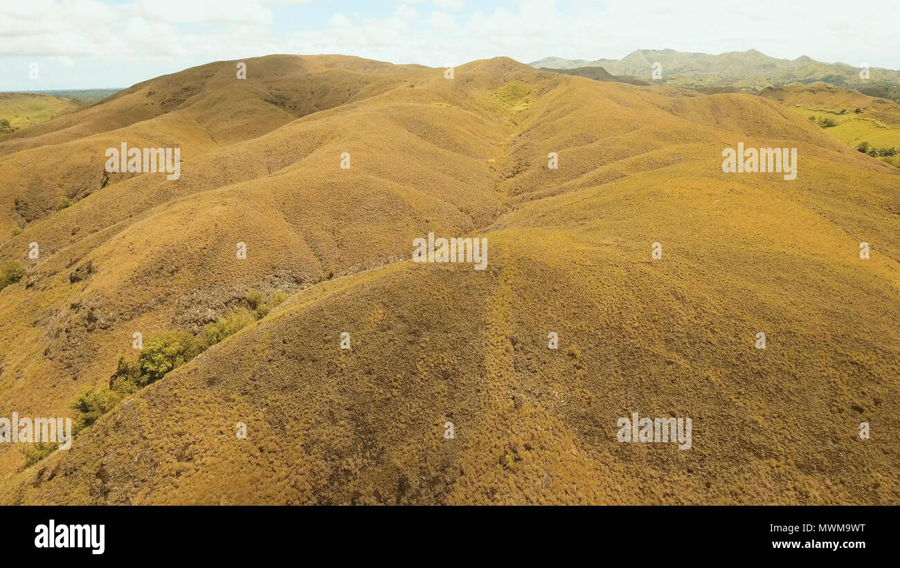 Aerial view Beautiful hilly mountains landscape. Big hills on a ...