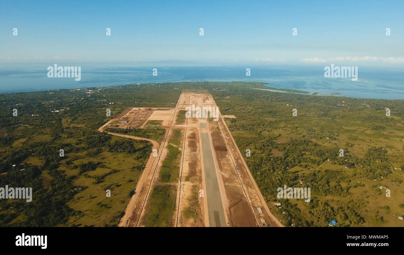 Construction of a new airport terminal on Panglao. Aerial view Modern ...