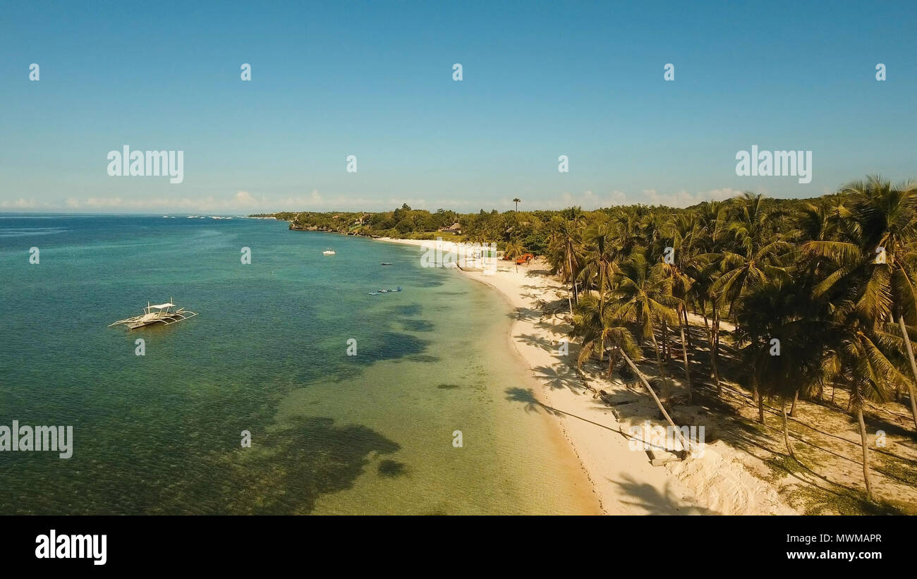 Aerial view of tropical beach on the island Bohol, Philippines ...