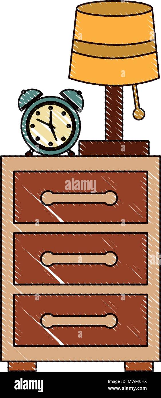 drawer with alarm clock and lamp vector illustration design Stock ...