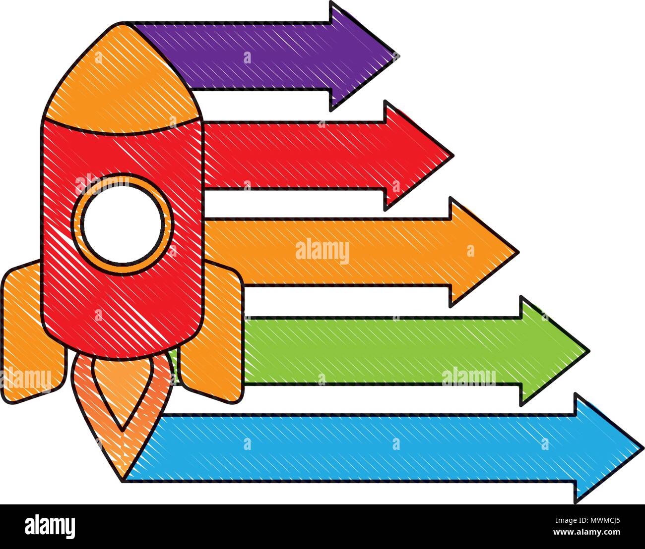 rocket with arrows growth isolated icons vector illustration design ...