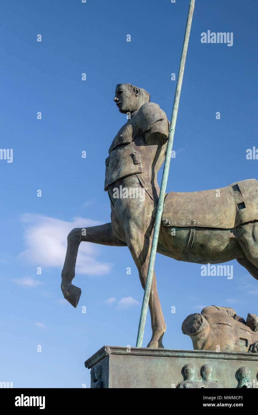 Centaur statue in Roman ruins near Mount Vesuvius, Pompeii, Italy Stock ...