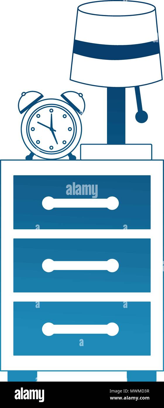 drawer with alarm clock and lamp vector illustration design Stock ...