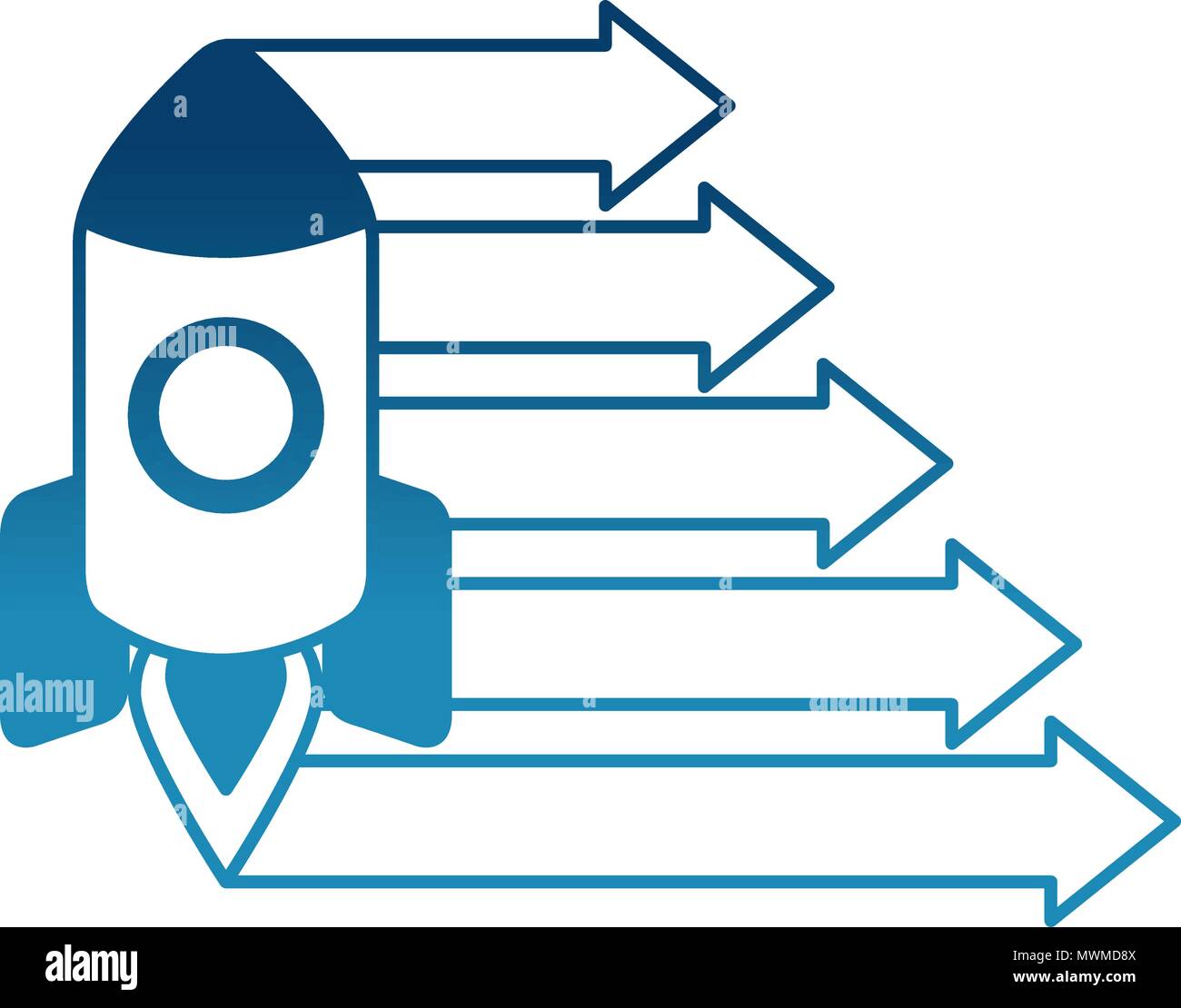 rocket with arrows growth isolated icons vector illustration design ...