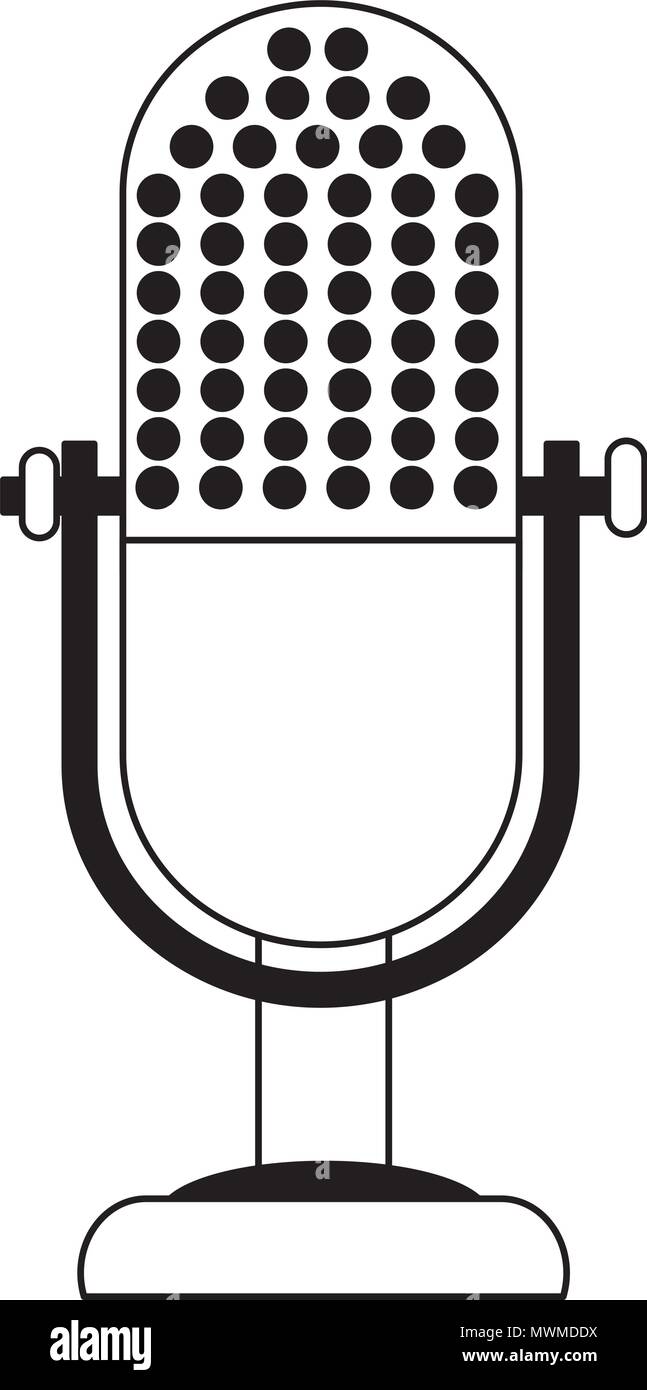 retro vintage microphone equipment classic vector illustration black ...