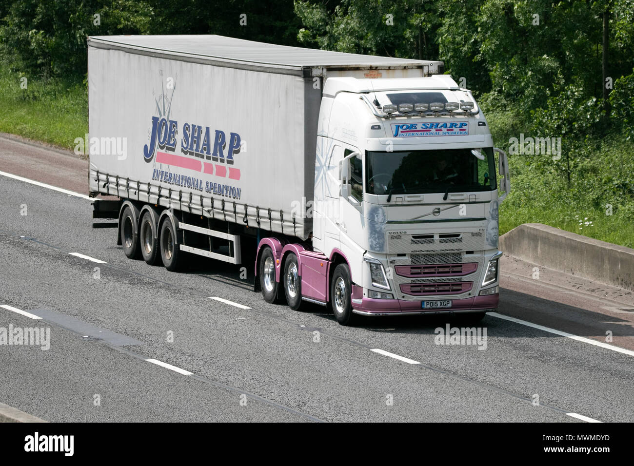 joe sharp transport volvo logistics HGV lorry M6 motorway Stock Photo ...