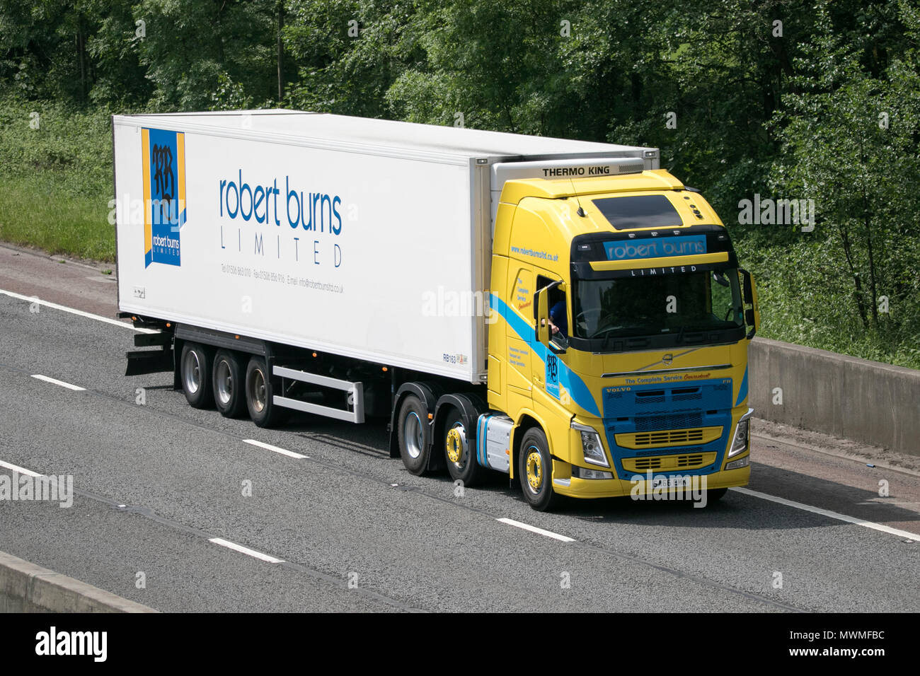 robert burns transport logistics HGV lorry M6 motorway Stock Photo - Alamy