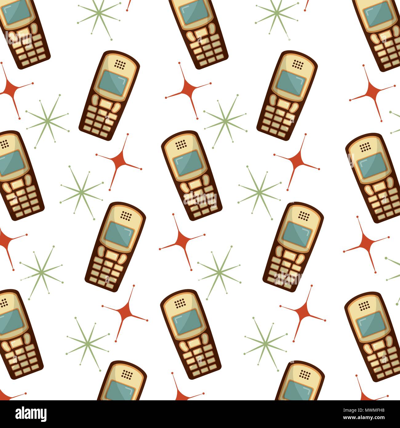 old cellphone retro style pattern vector illustration design Stock ...