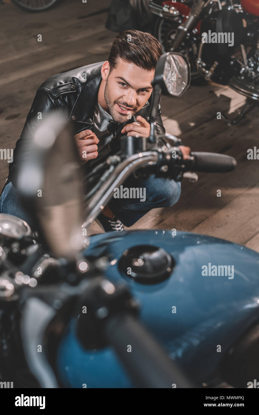Young handsome biker classic hi-res stock photography and images - Alamy