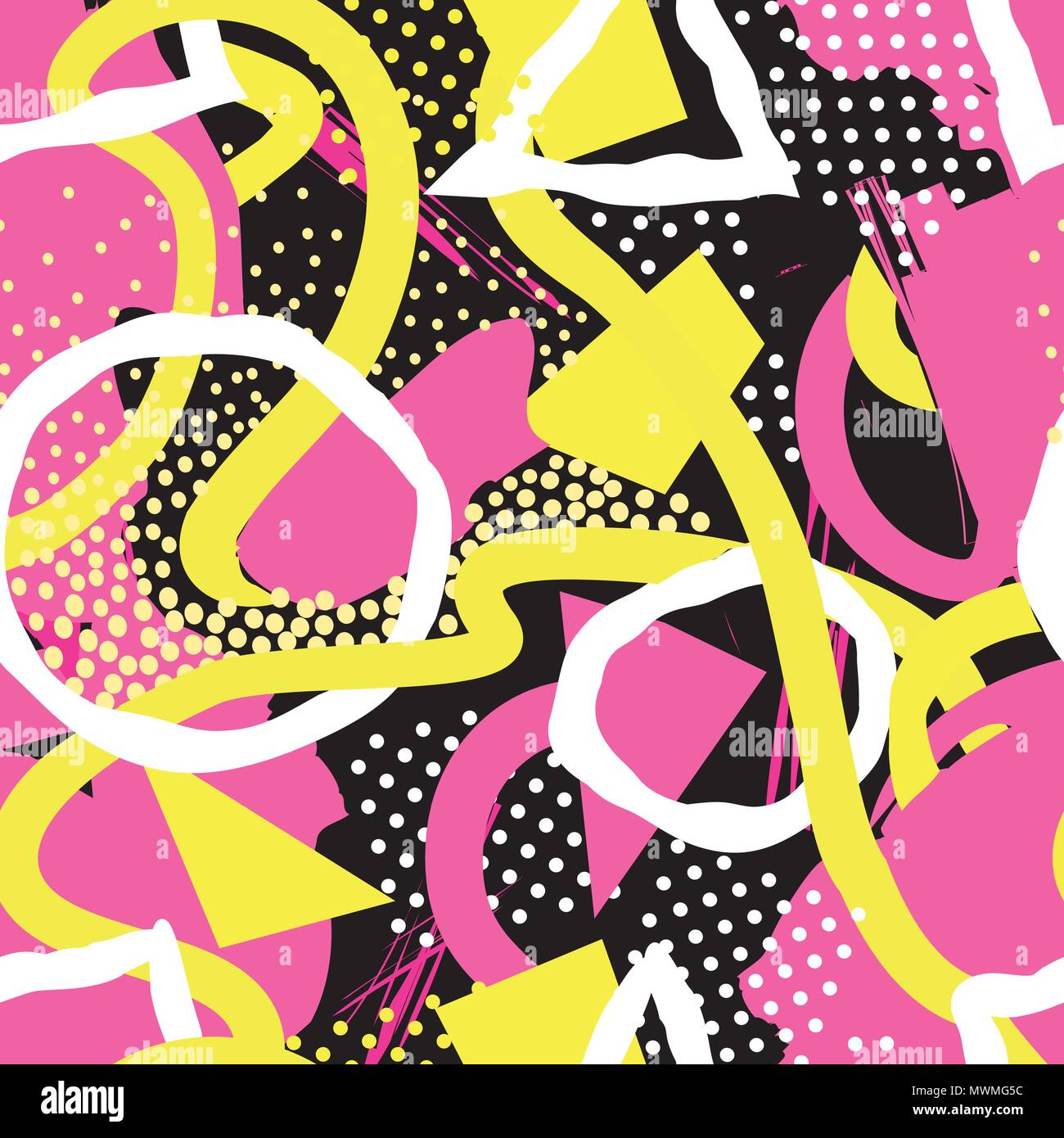 Abstract seamless pattern with blots and dots. Painted creative ...