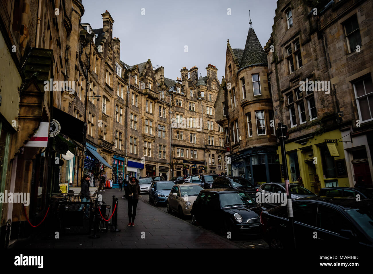 Edinburgh, Scotland - April 27, 2017: Cockburn street a medieval street ...