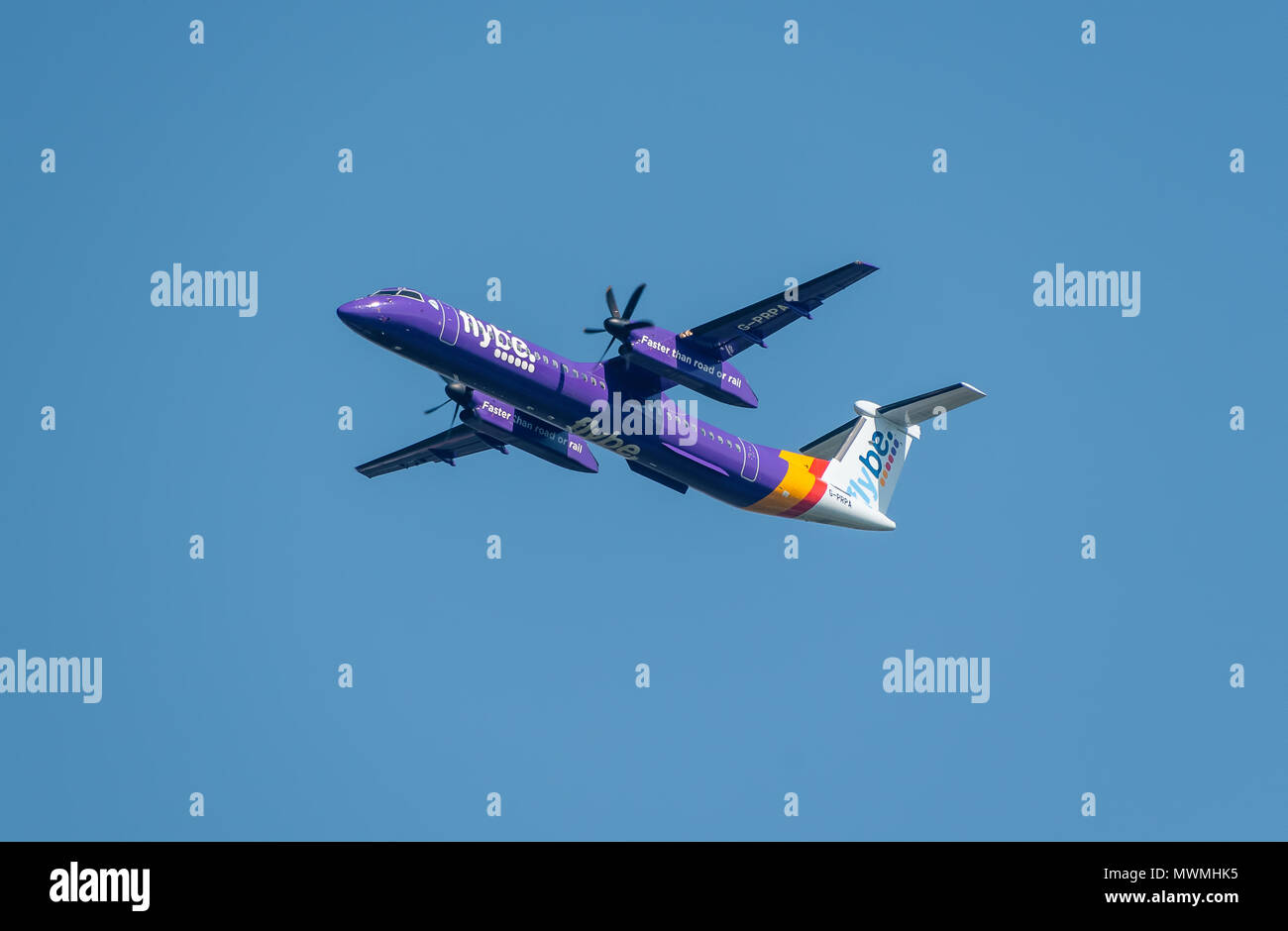 MANCHESTER, UNITED KINGDOM - MAY 07, 2018: Flybe airlines Bombardier ...