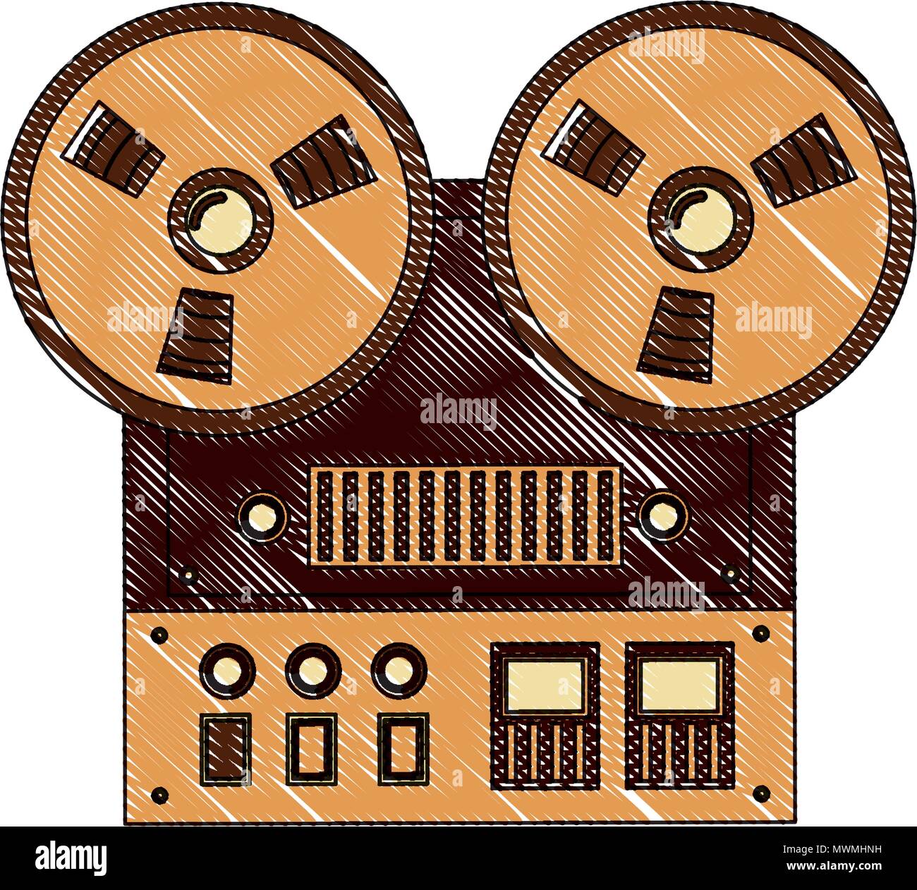 reel to reel tape recorder audio retro device vector illustration ...