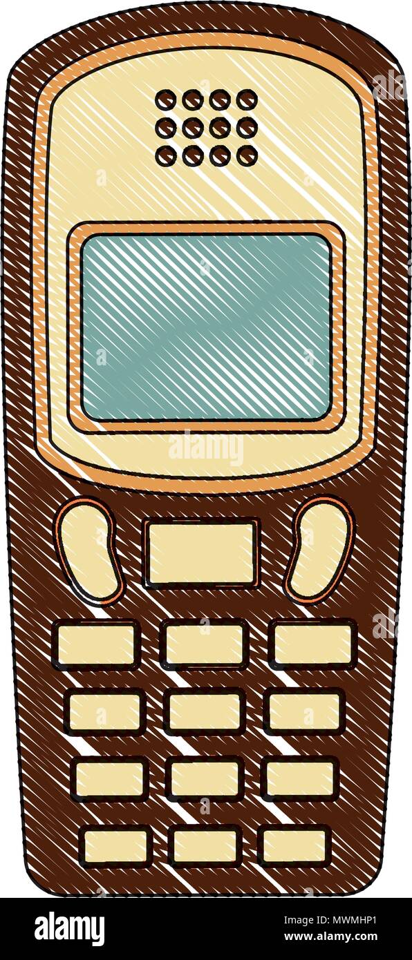 vintage retro device cellphone image vector illustration drawing Stock ...