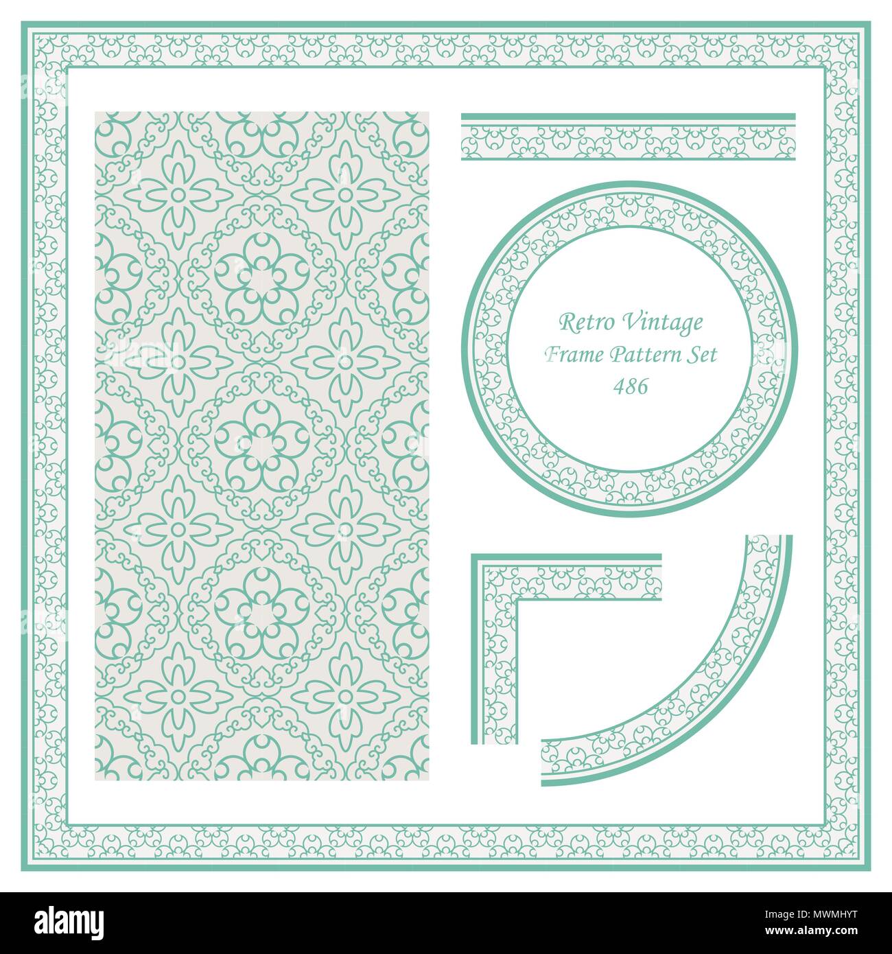 Vintage border retro pattern background and frame decoration template ...