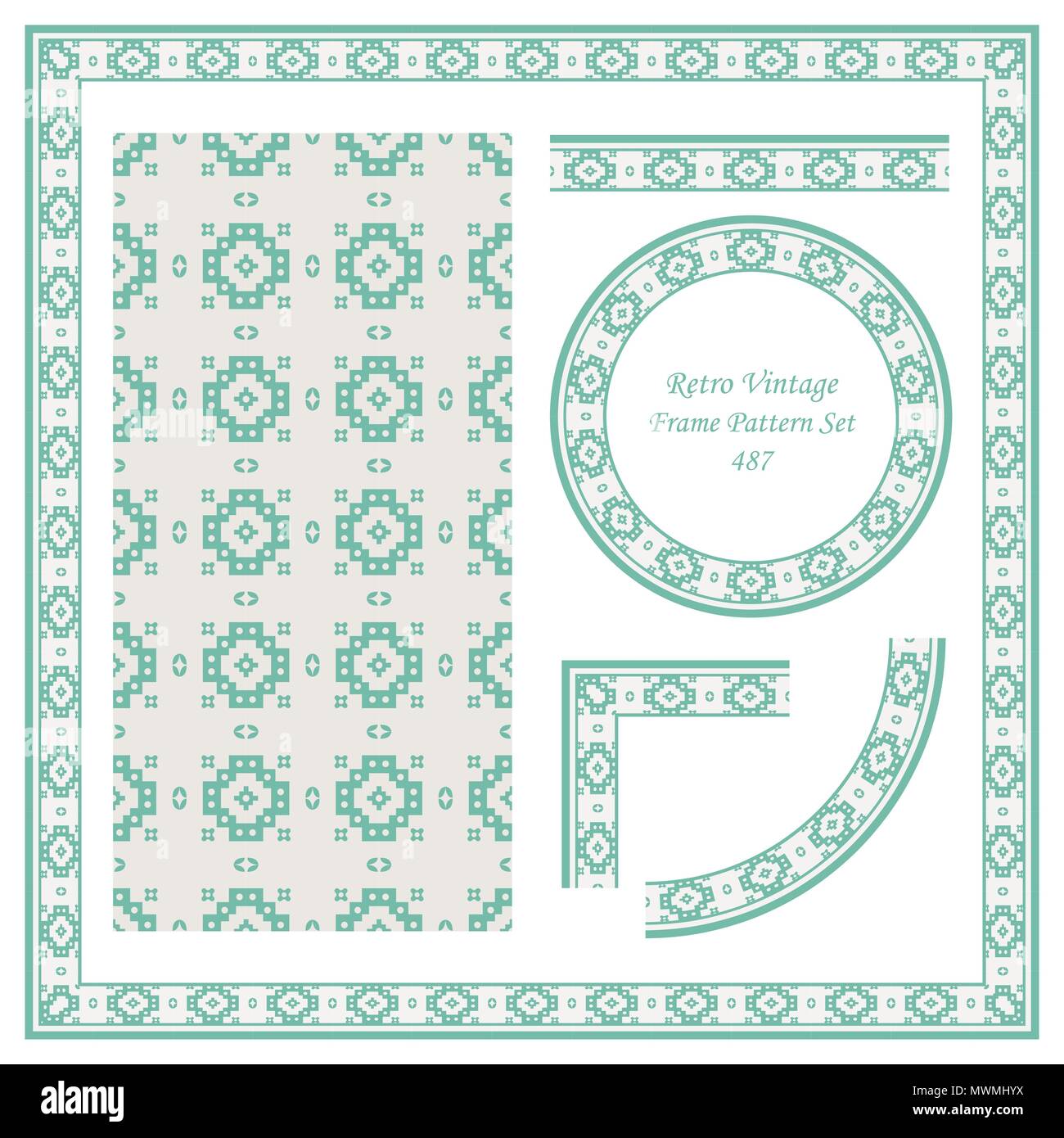 Vintage border retro pattern background and frame decoration template ...