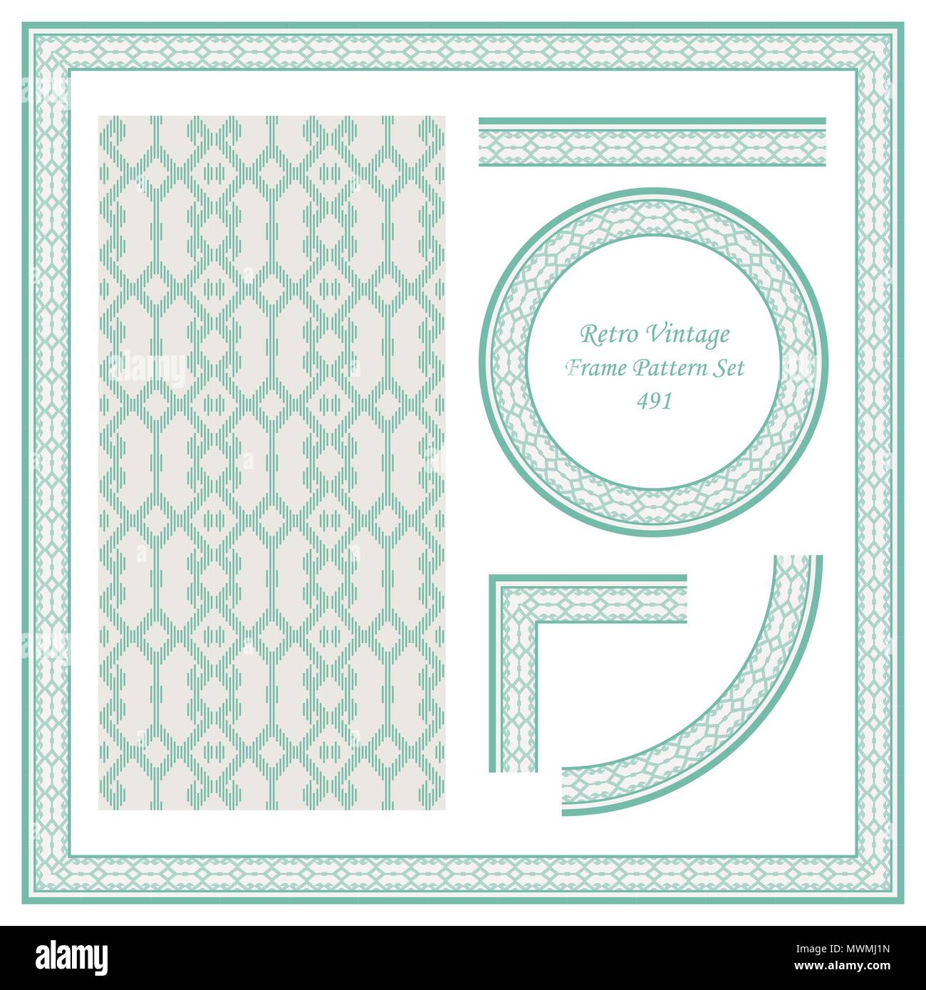 Vintage border retro pattern background and frame decoration template ...