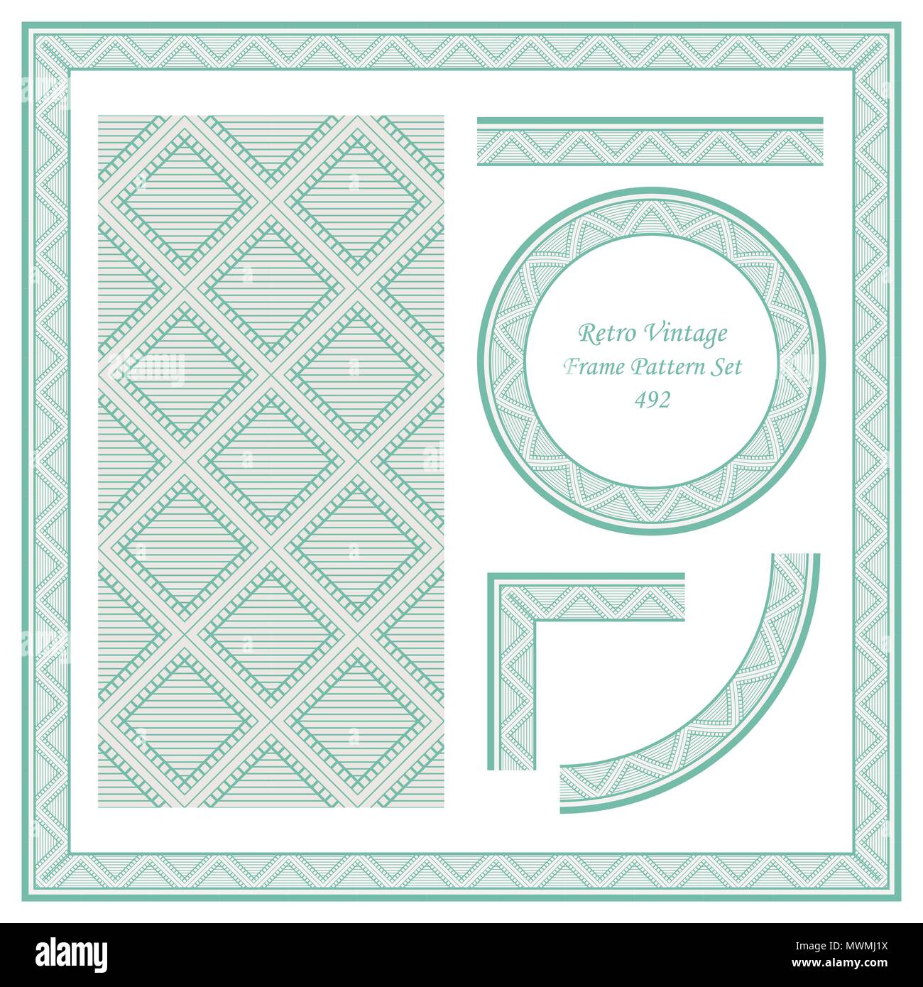 Vintage border retro pattern background and frame decoration template ...