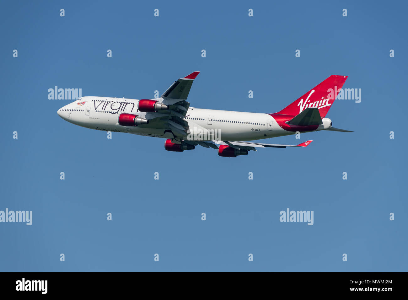 MANCHESTER, UNITED KINGDOM - MAY 07, 2018: Virgin Atlantic Boeing 747 ...