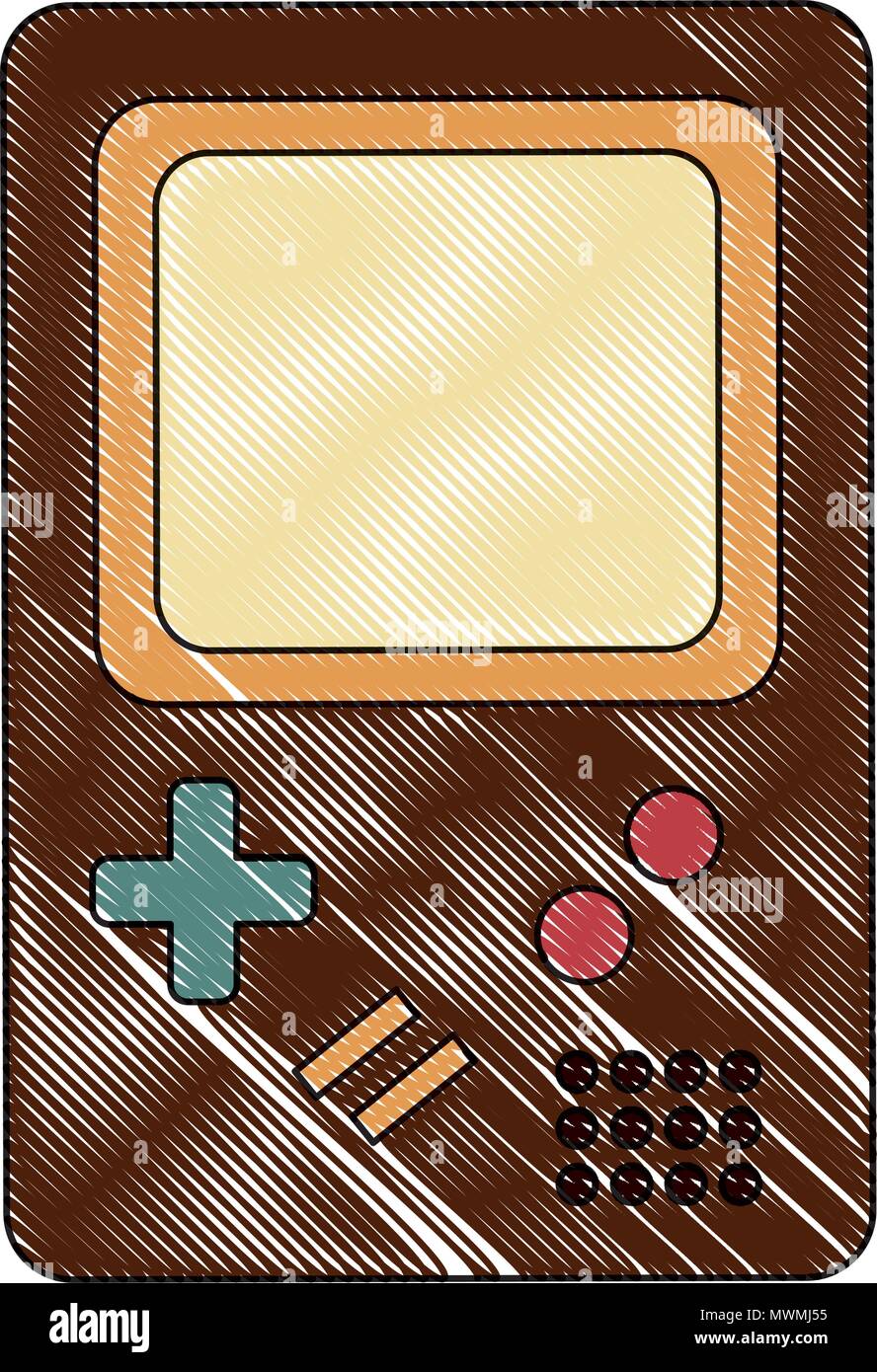retro game electronic console classical vector illustration drawing ...