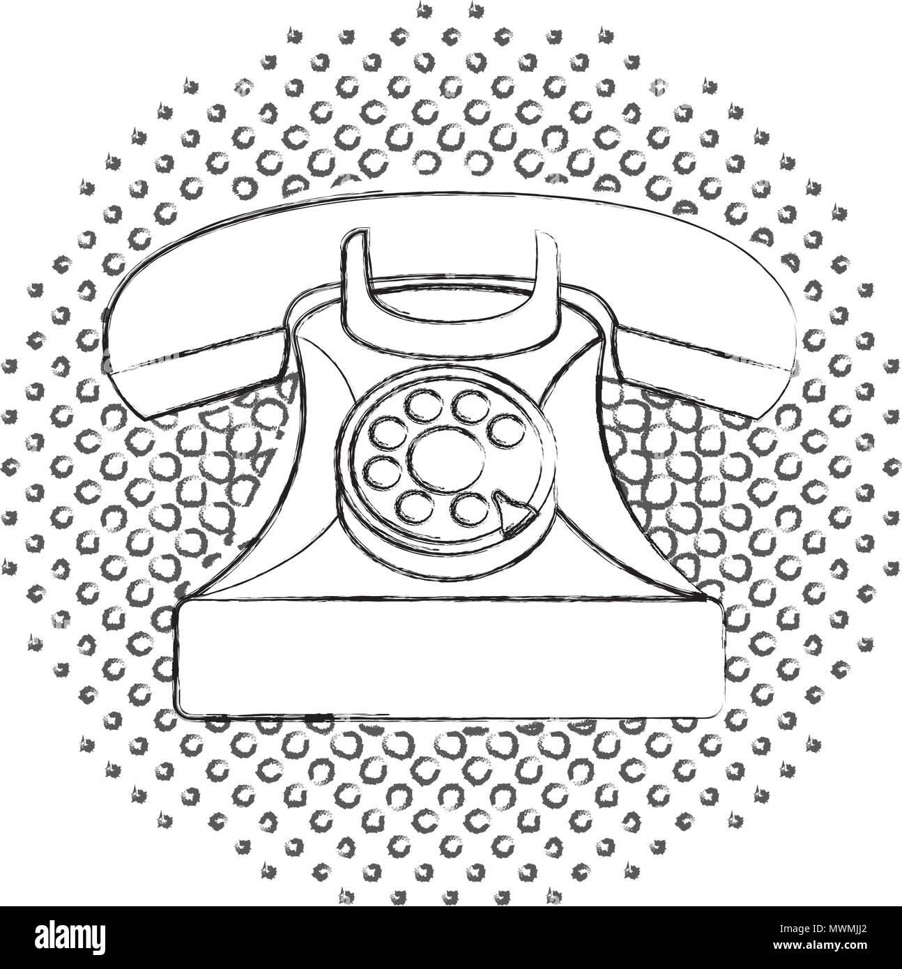 vintage telephone device communication retro vector illustration ...