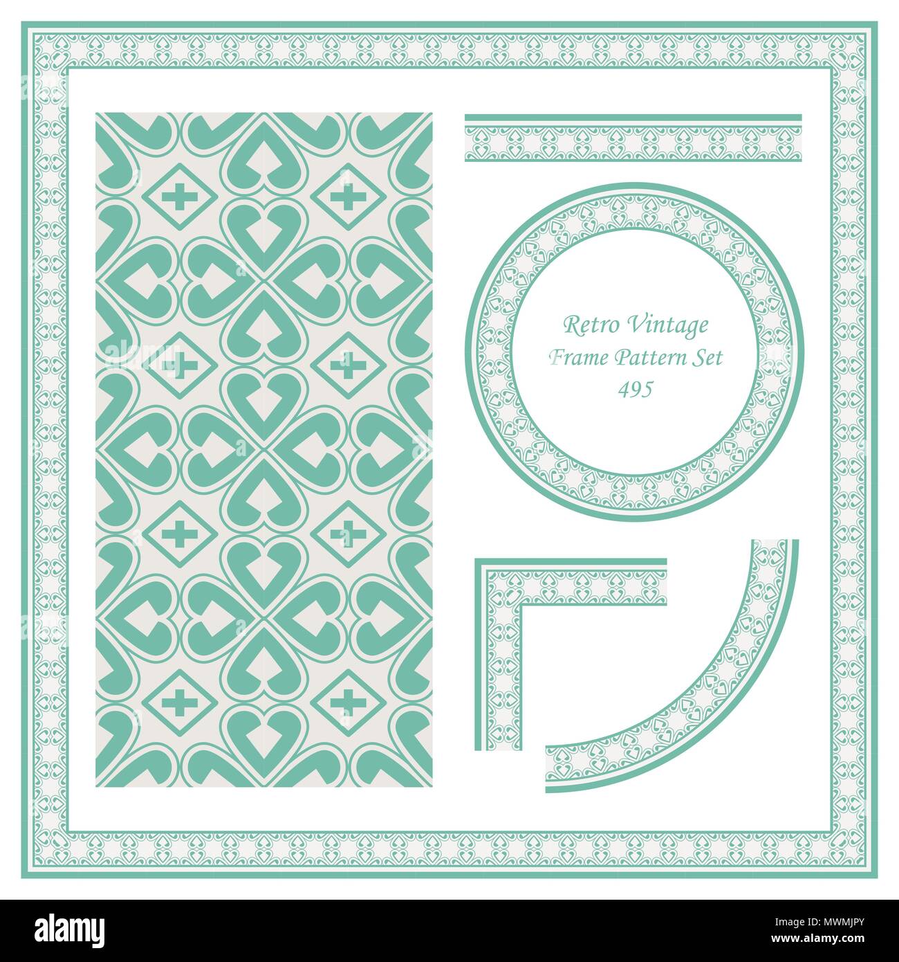 Vintage border retro pattern background and frame decoration template ...