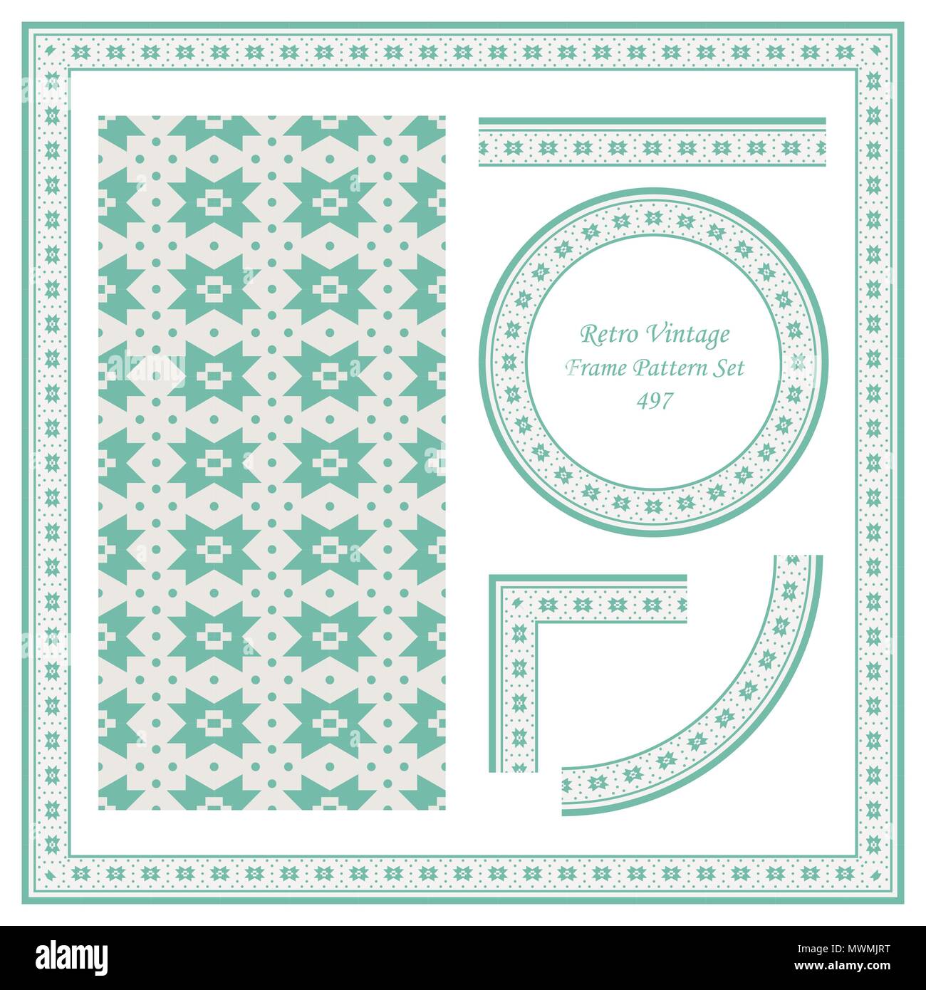 Vintage border retro pattern background and frame decoration template ...