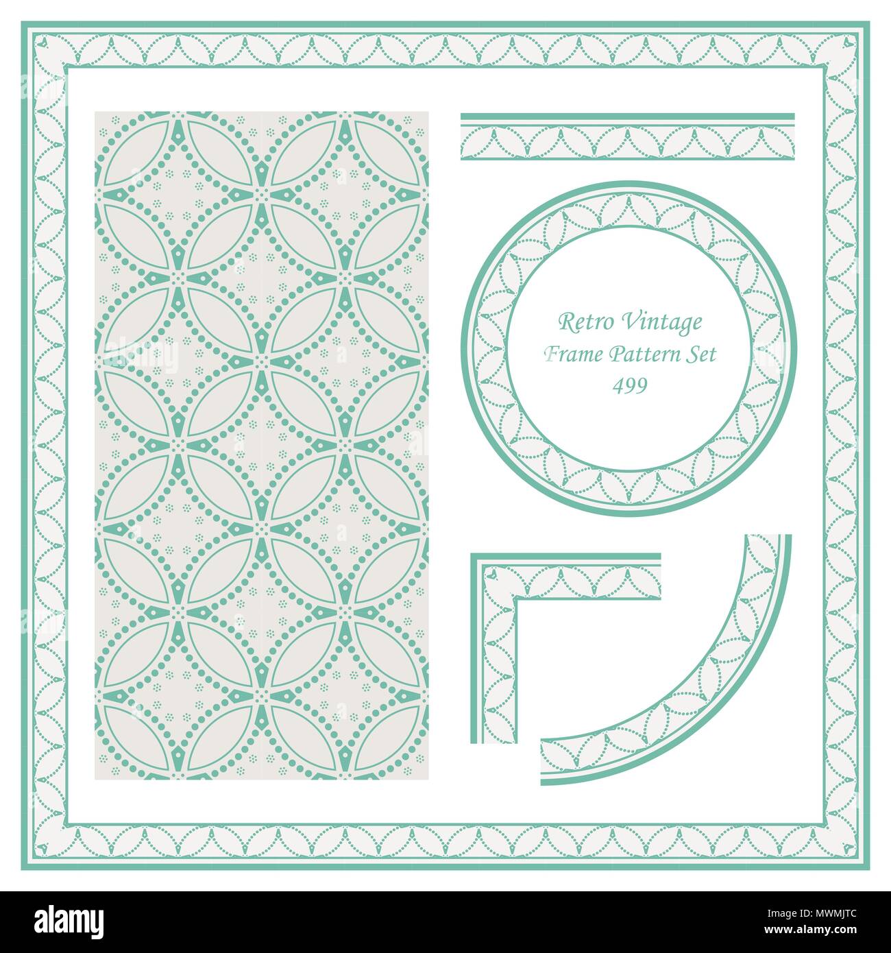 Vintage border retro pattern background and frame decoration template ...