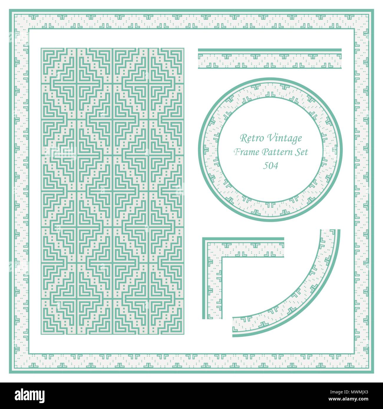 Vintage border retro pattern background and frame decoration template ...