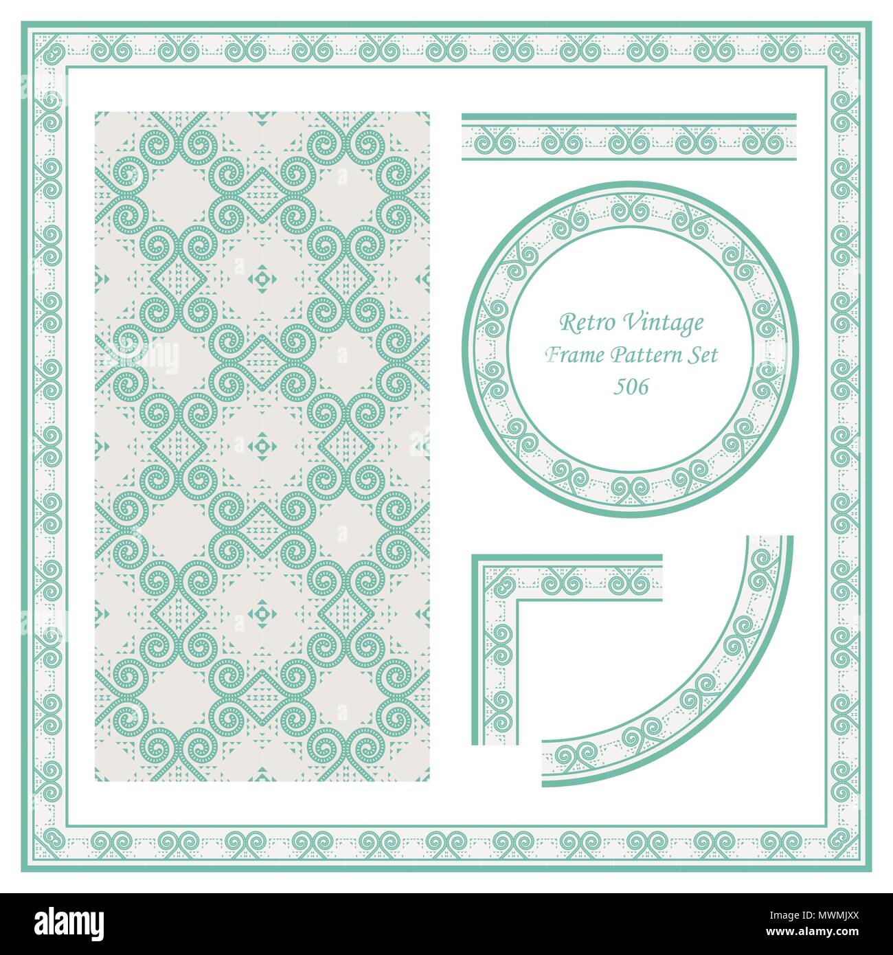 Vintage border retro pattern background and frame decoration template ...