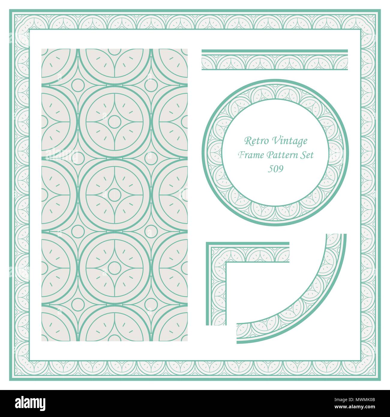Vintage border retro pattern background and frame decoration template ...