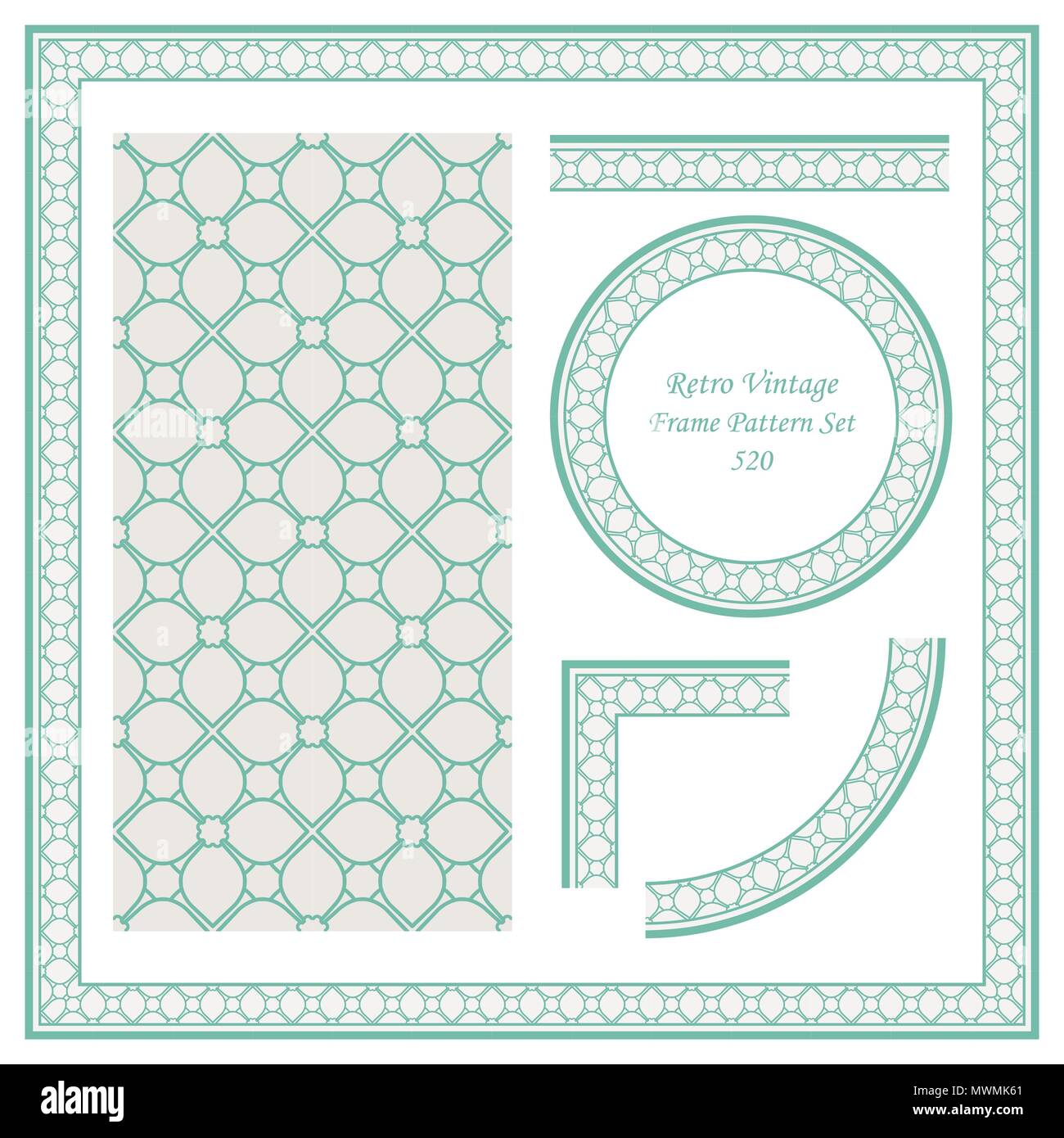 Vintage border retro pattern background and frame decoration template ...