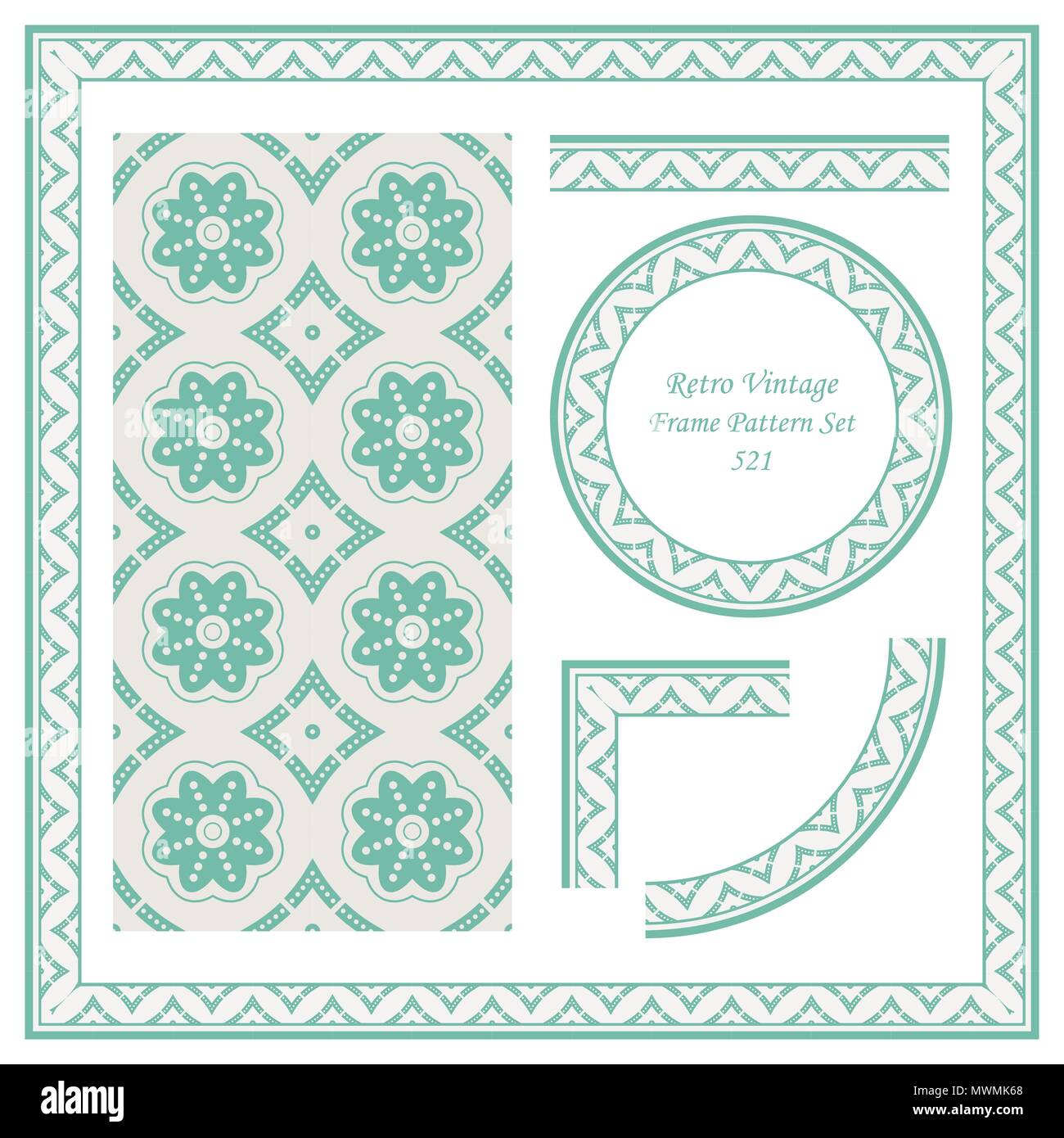 Vintage border retro pattern background and frame decoration template ...