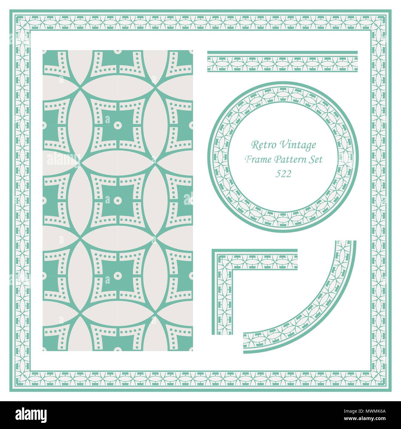 Vintage border retro pattern background and frame decoration template ...