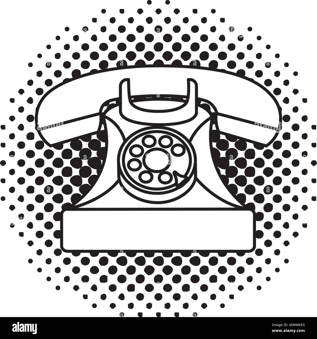 vintage telephone device communication retro vector illustration ...