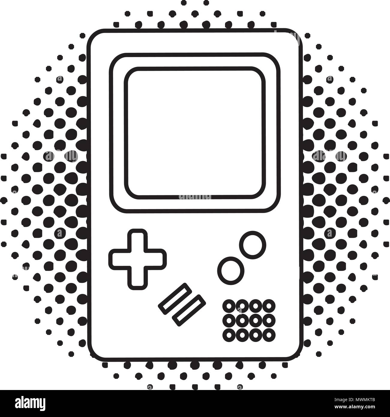 retro game electronic console classical vector illustration halftone ...