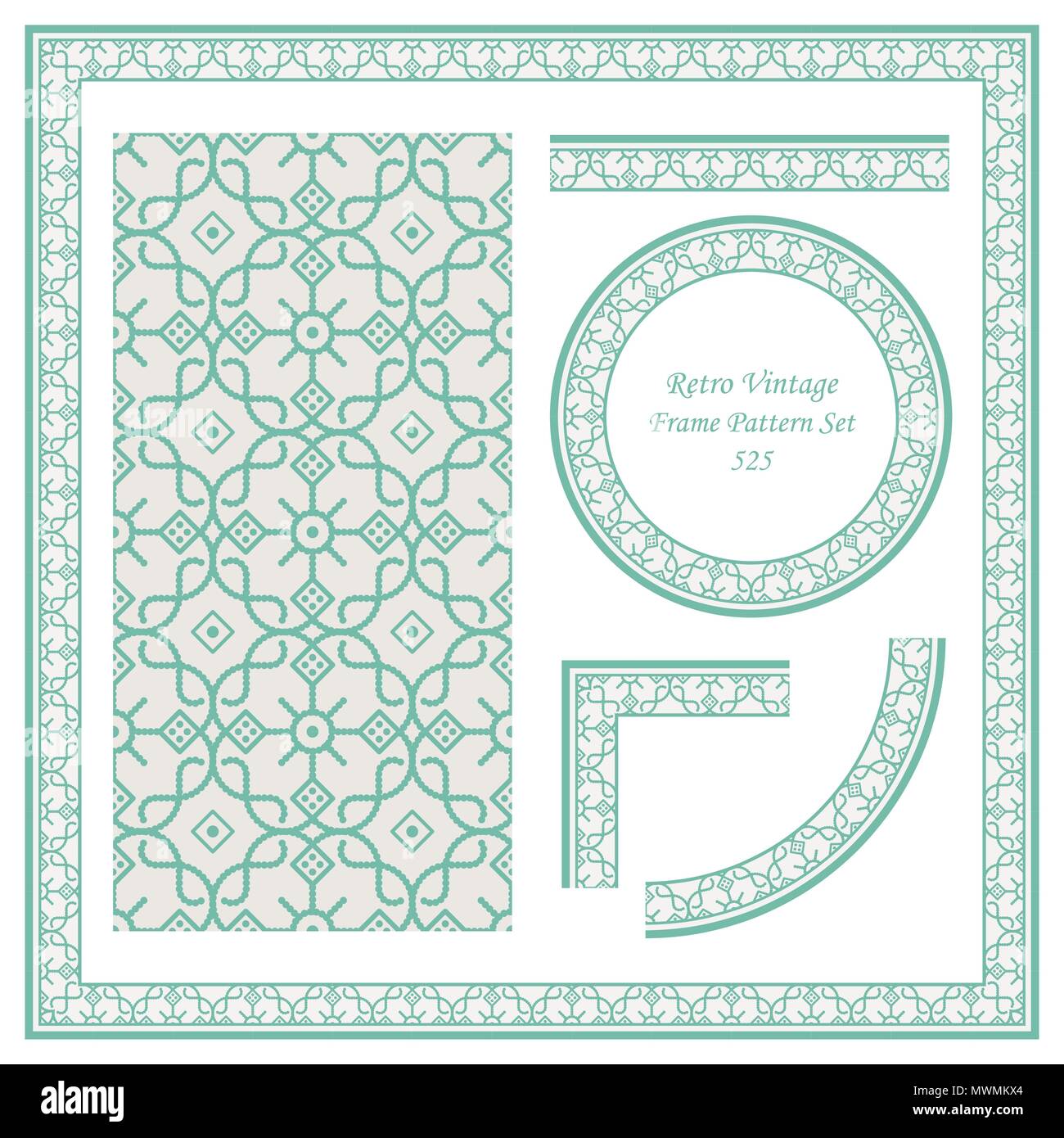 Vintage border retro pattern background and frame decoration template ...
