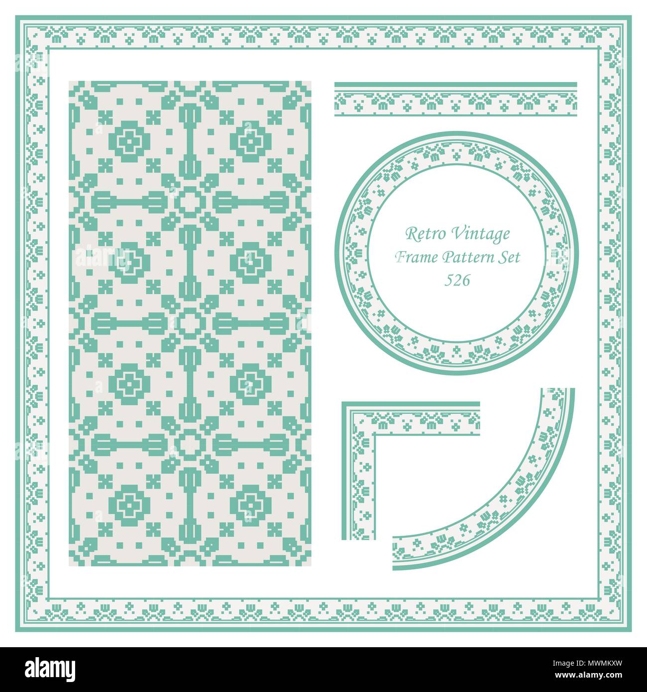 Vintage border retro pattern background and frame decoration template ...
