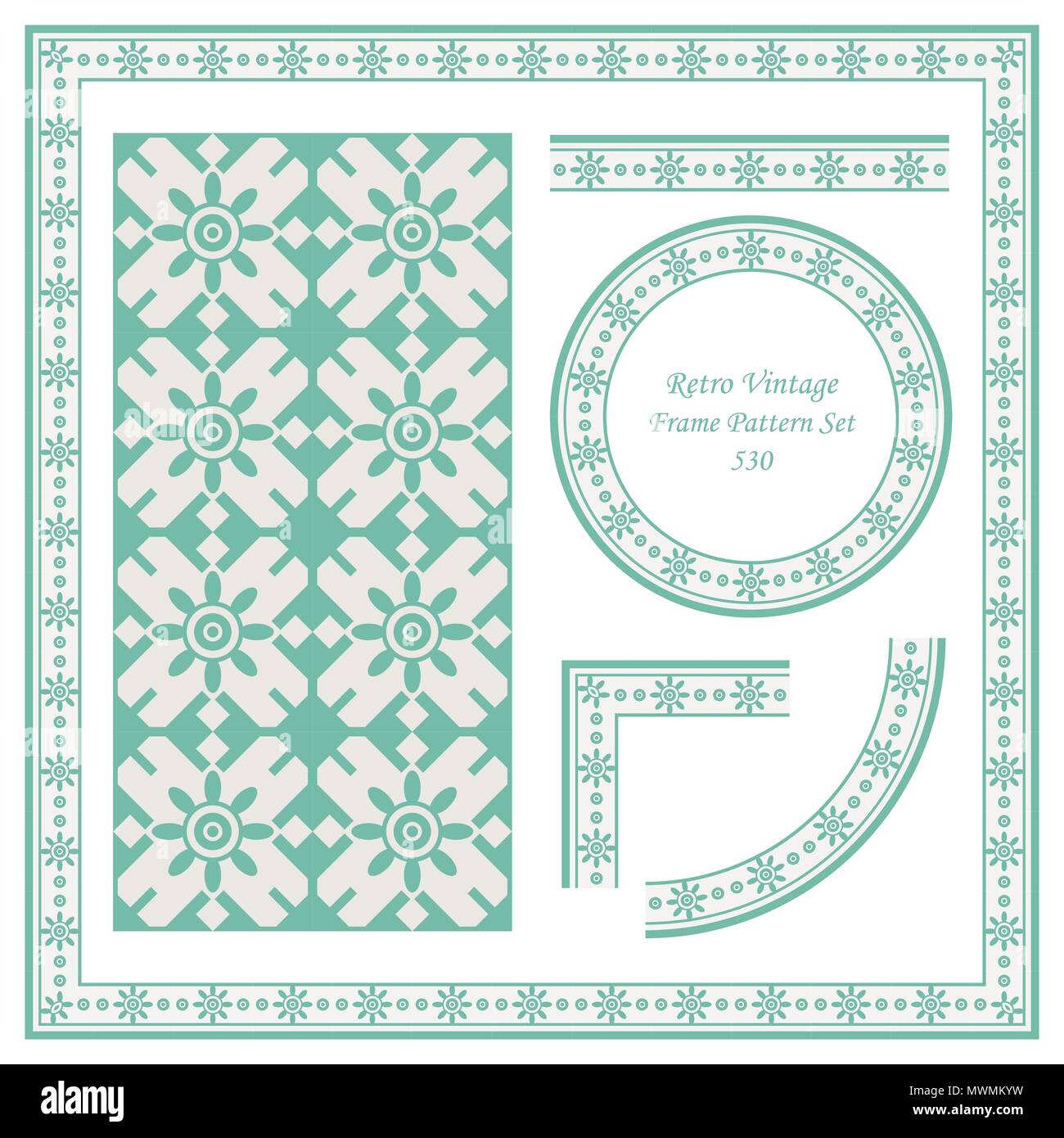 Vintage border retro pattern background and frame decoration template ...