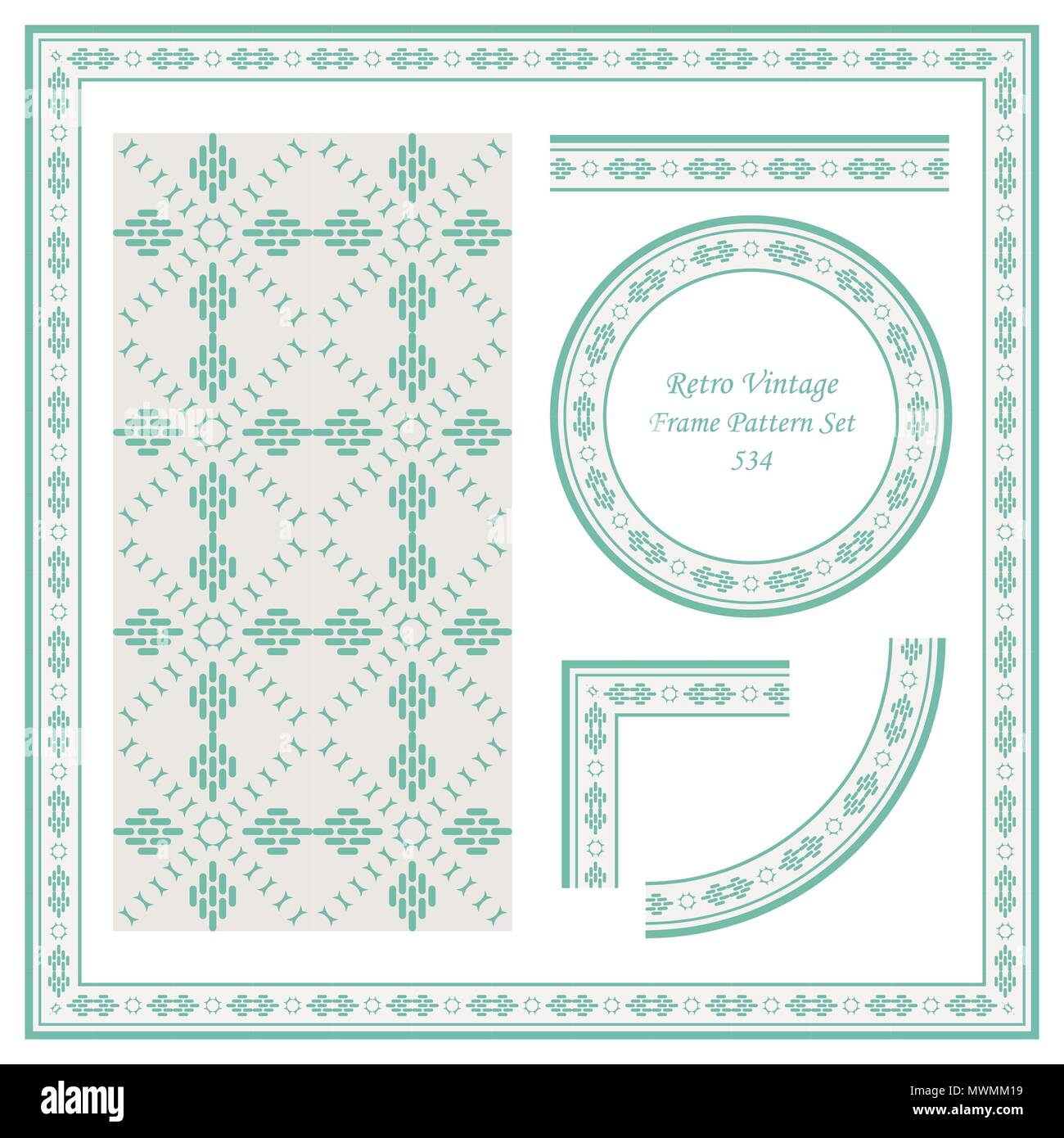 Vintage border retro pattern background and frame decoration template ...