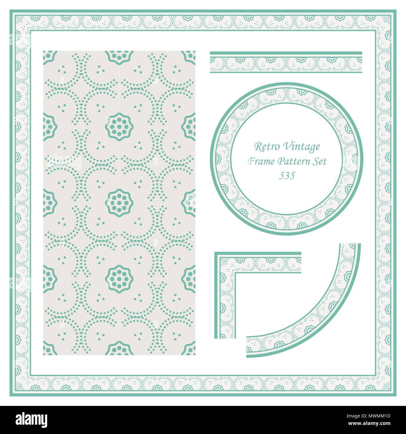 Vintage border retro pattern background and frame decoration template ...